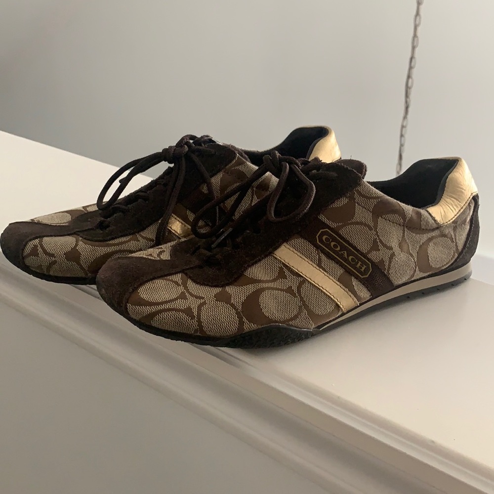 Coach Brown & Gold Classic Coach Sneakers - Gem